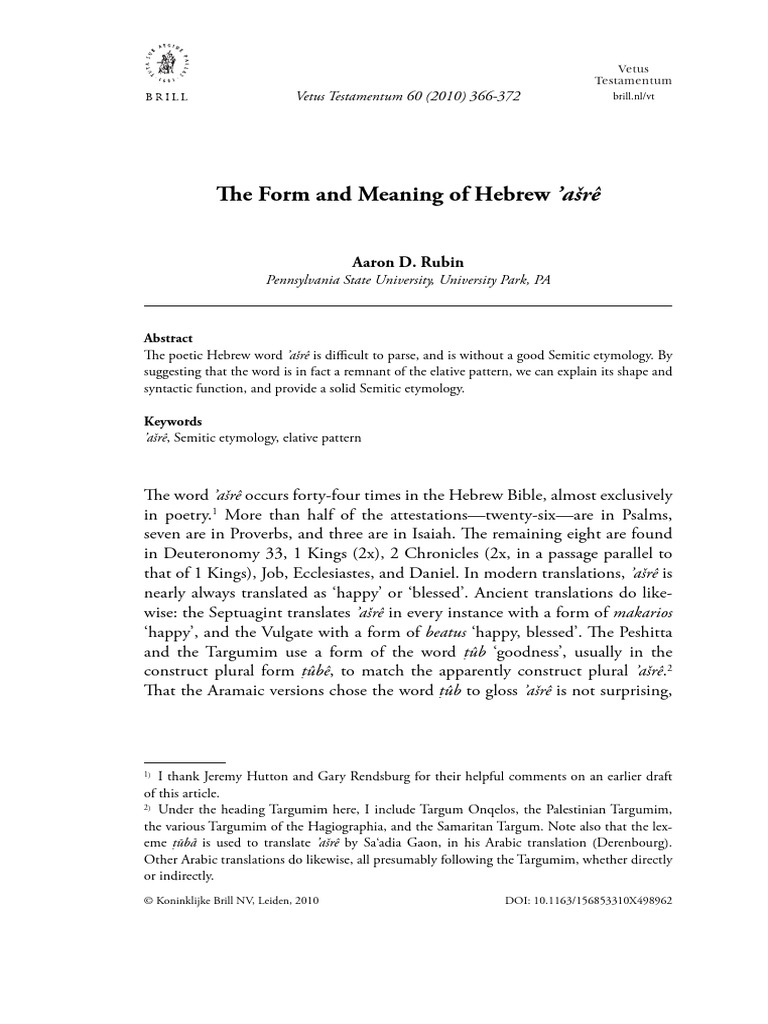 The Form and Meaning of Hebrew Asre | PDF | Linguistics | Linguistic ...