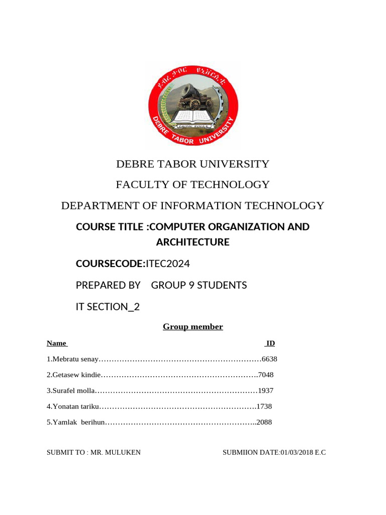 mebratu | PDF | Computer Science | Digital Electronics