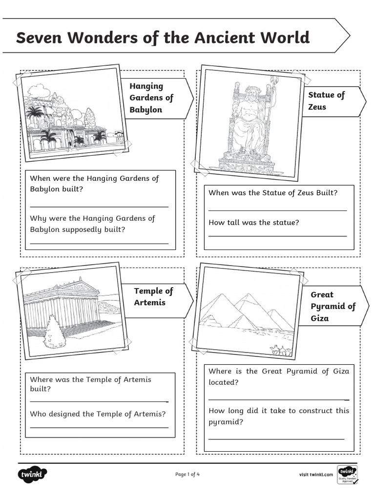 Au Hu 94b Seven Wonders of the Ancient World Worksheet Editable Ver 2 | PDF