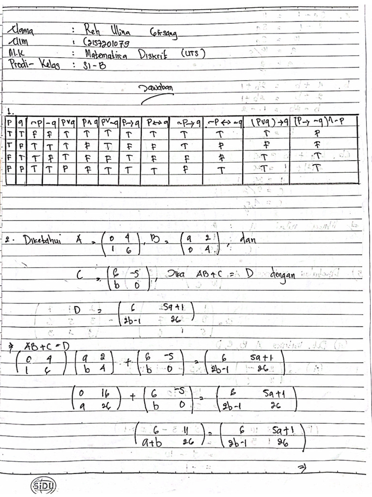 Uts Matematika Diskrit Lin Girsang | PDF