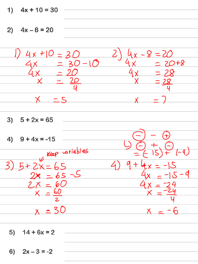 Solving 2 Step Linear Equations | PDF