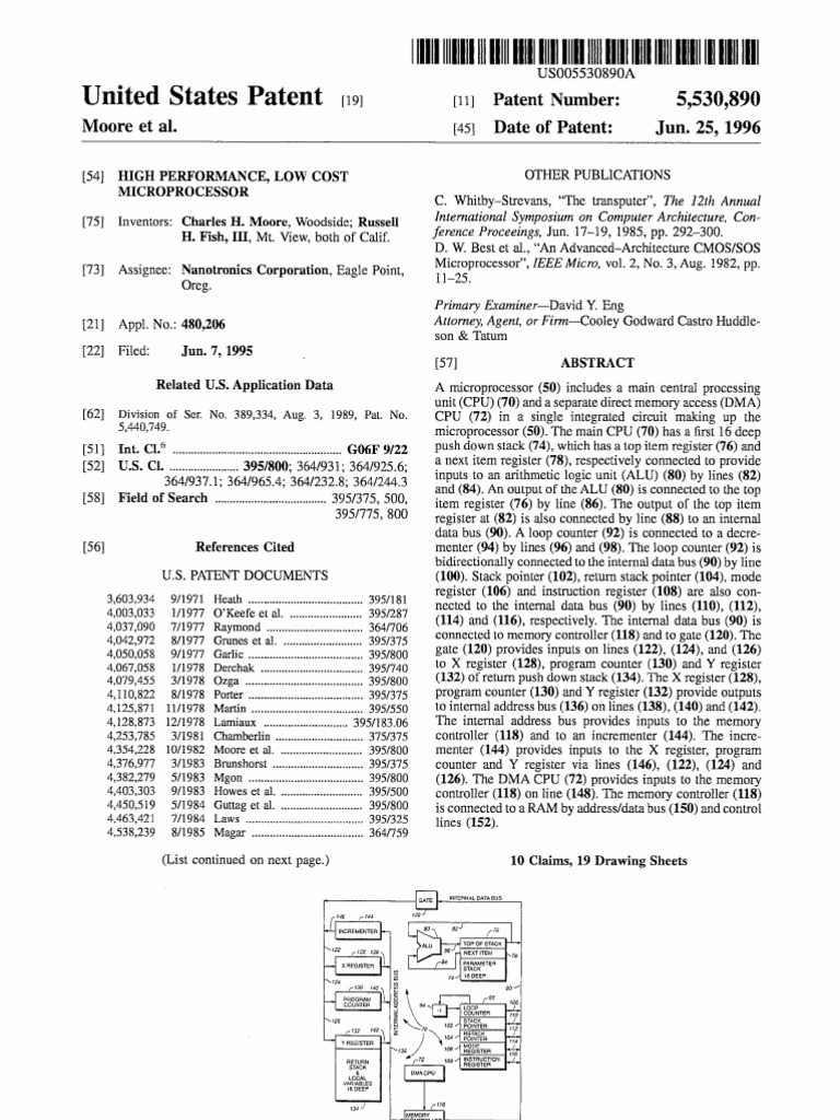 High Performance, Low Cost Microprocessor (US Patent 5530890) | PDF ...