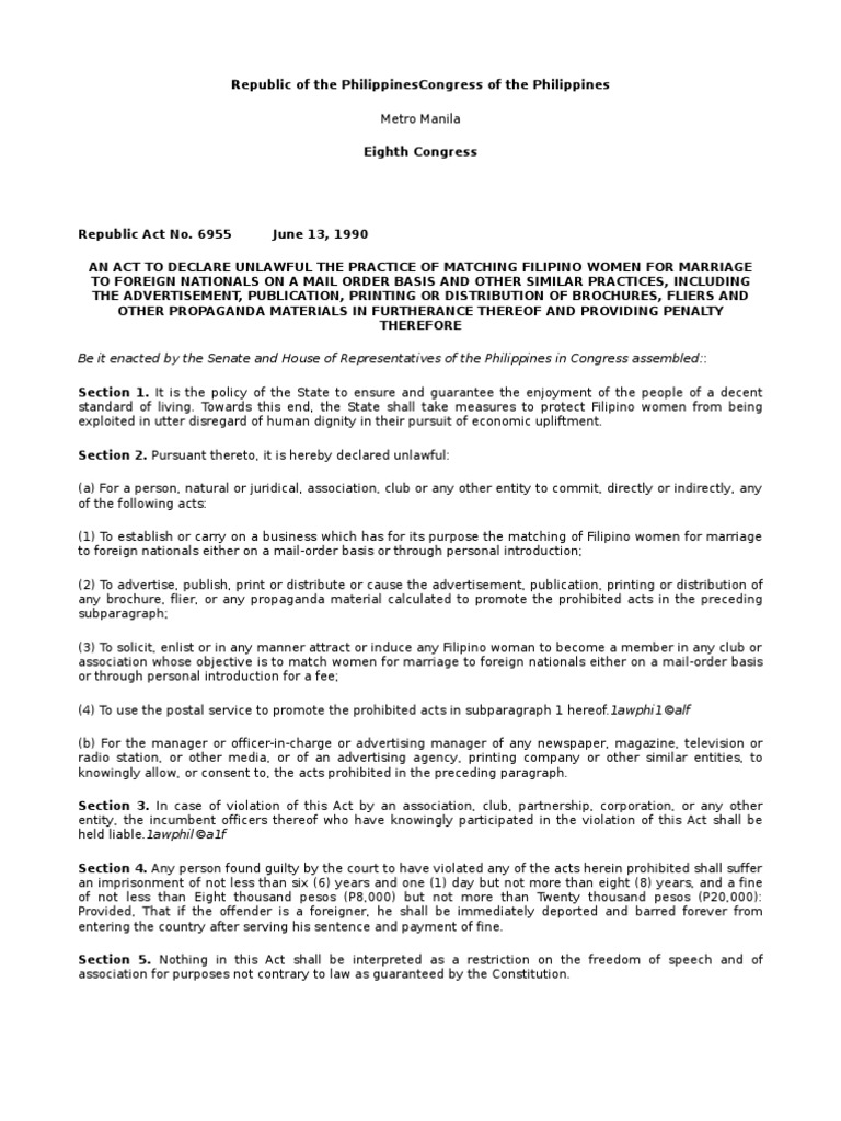 RA 6955 and RA 9710 | PDF | Gender Equality | Gender Studies