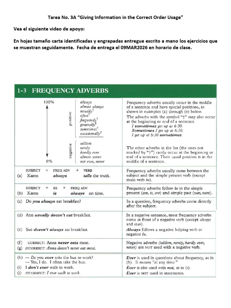 Tarea 3A I Bim 5 2026 Giving Information in the Correct Order Usage | PDF