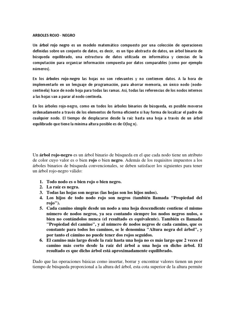 Árboles Rojo-Negro: Guía Técnica | PDF | Áreas de informática ...
