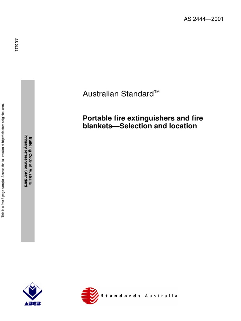 As 2444-2001 Portable Fire Extinguishers and Fire Blankets - Selection ...