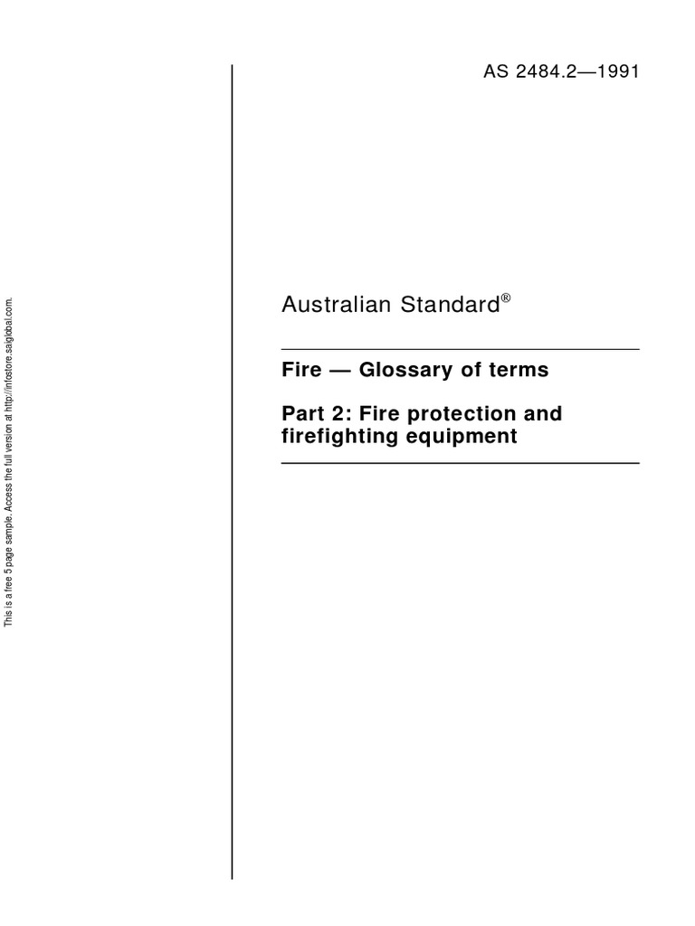 As 2484.2-1991 Fire - Glossary of Terms Fire Protection and ...