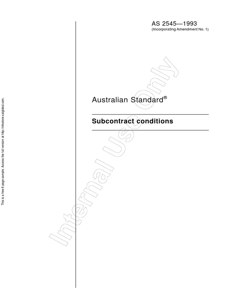 As 2545-1993 (Reference Use Only) Subcontract Conditions | PDF ...