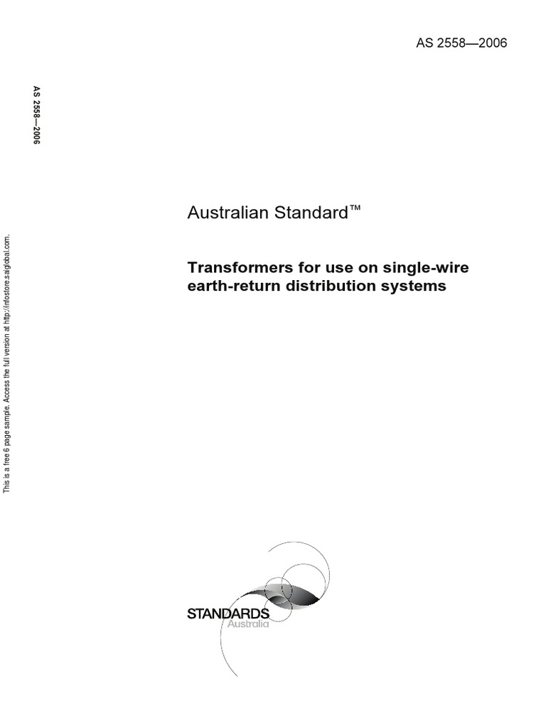 As 2558-2006 Transformers For Use On Single-Wire Earth-Return ...