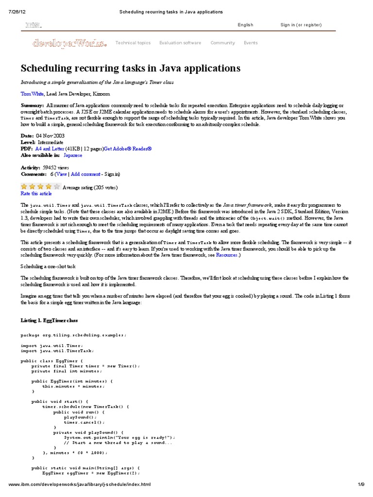 Scheduling Recurring Tasks in Java Applications | PDF | Workweek And Weekend | Java (Programming ...