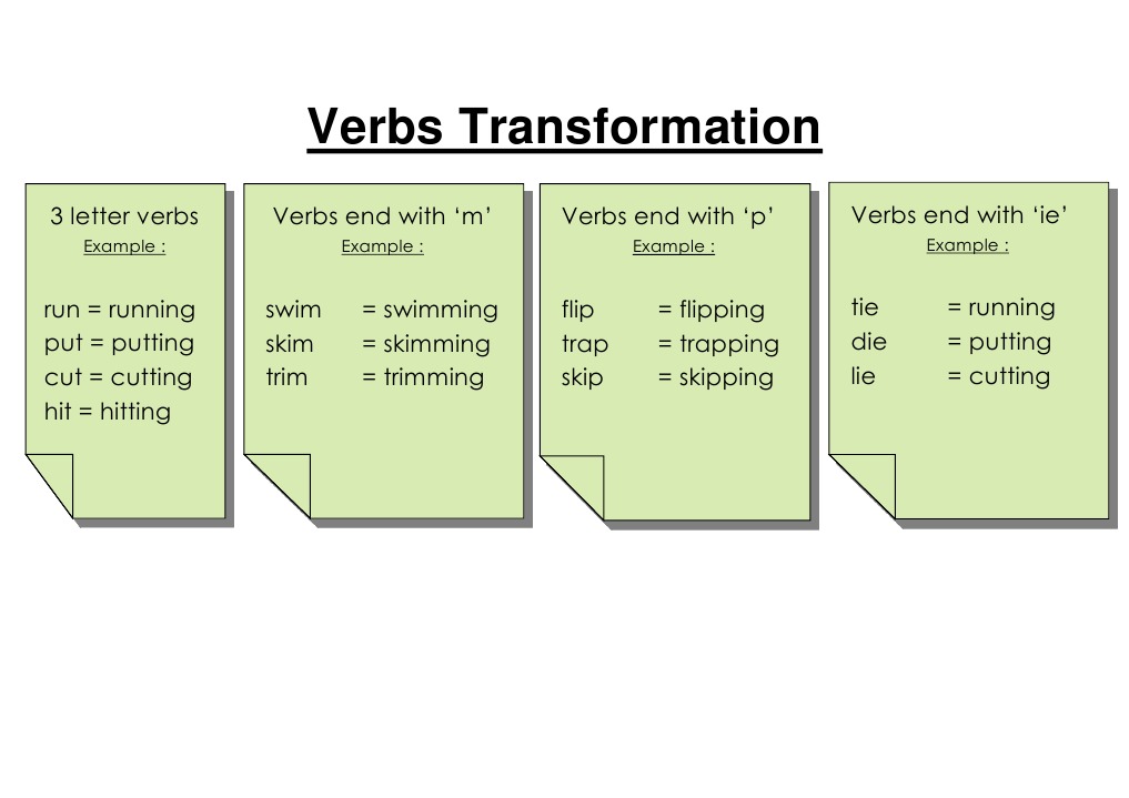 Verbs Transformation: Example: Example: Example: Example | PDF