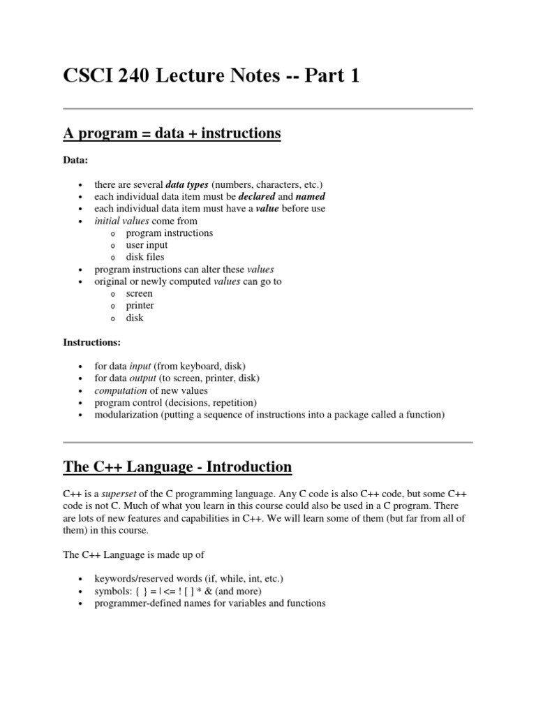 An Introduction To Programming Concepts With C Data Types Variables