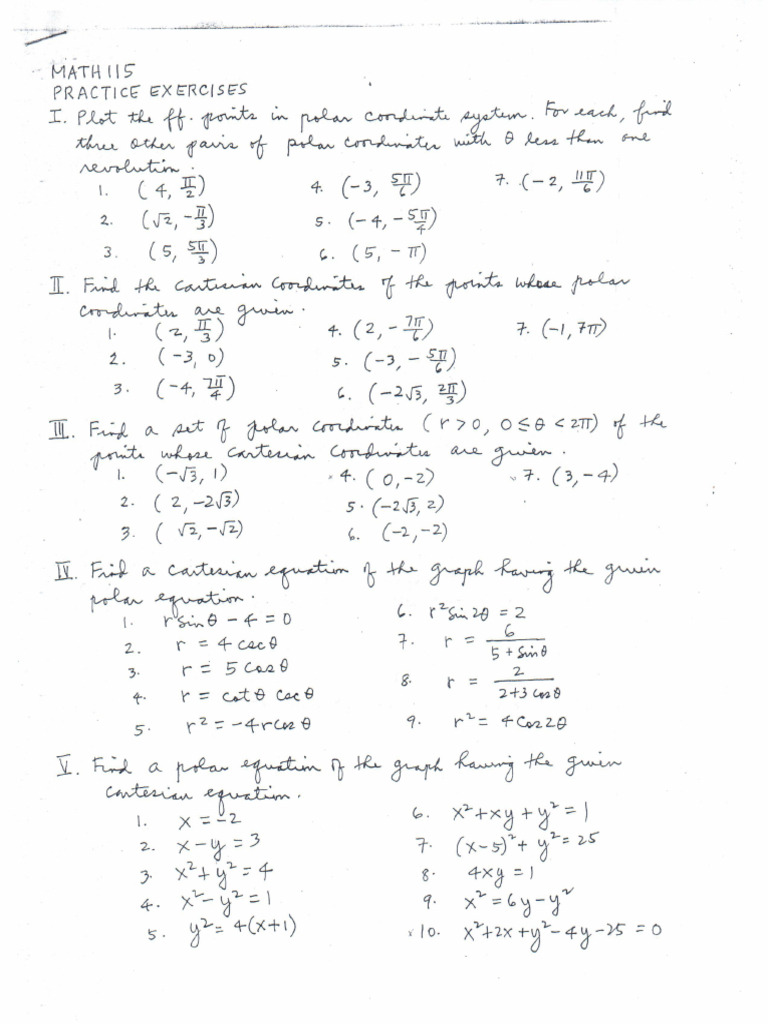 MATH115 Practice Exercise 1 | PDF