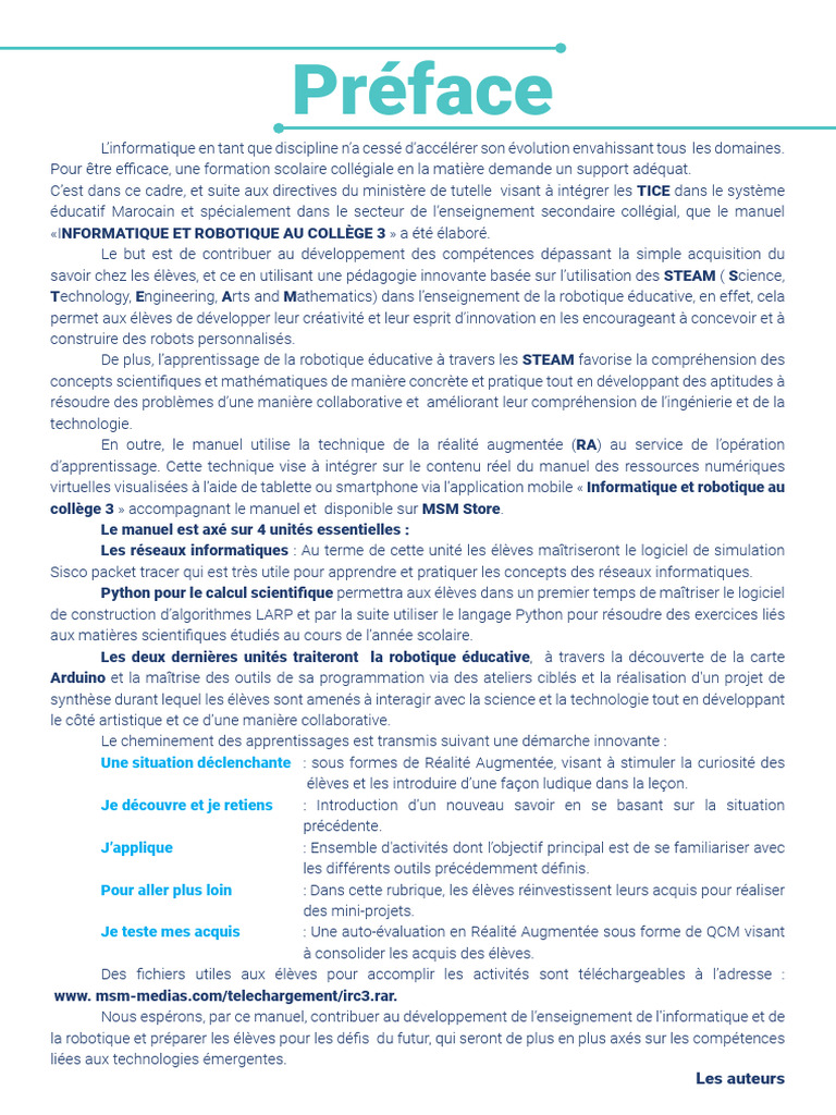 Informatique Et Robotique Au Collège N3 | PDF | Informatique | Informatique