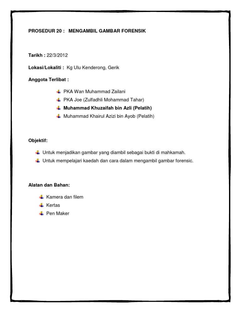 Prosedur 20 Mengambil Gambar Forensik | PDF