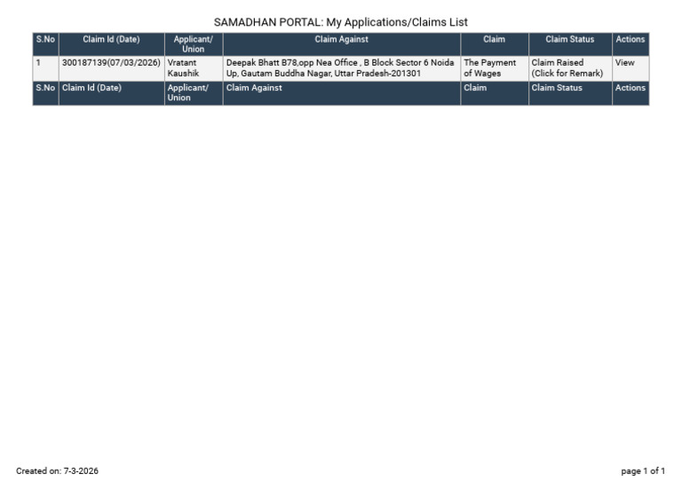 My Applications Claims Status | PDF