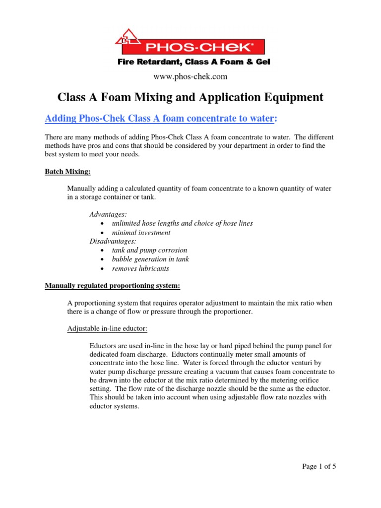 Class A Foam Mixing and Application Equipment | PDF | Nozzle | Pump