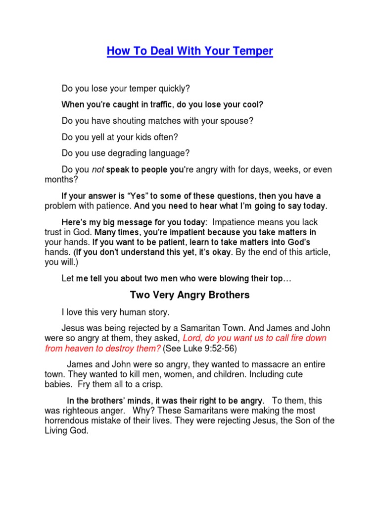 How To Deal With Your Temper | PDF | Patience | Anger