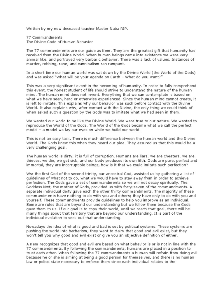 77 Commandments The Divine Code of Human Behavior | PDF | Good And Evil ...