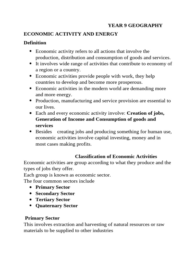 YEAR 9 GEOGRAPHY NOTES-Economic Geography | PDF | Gross Domestic ...