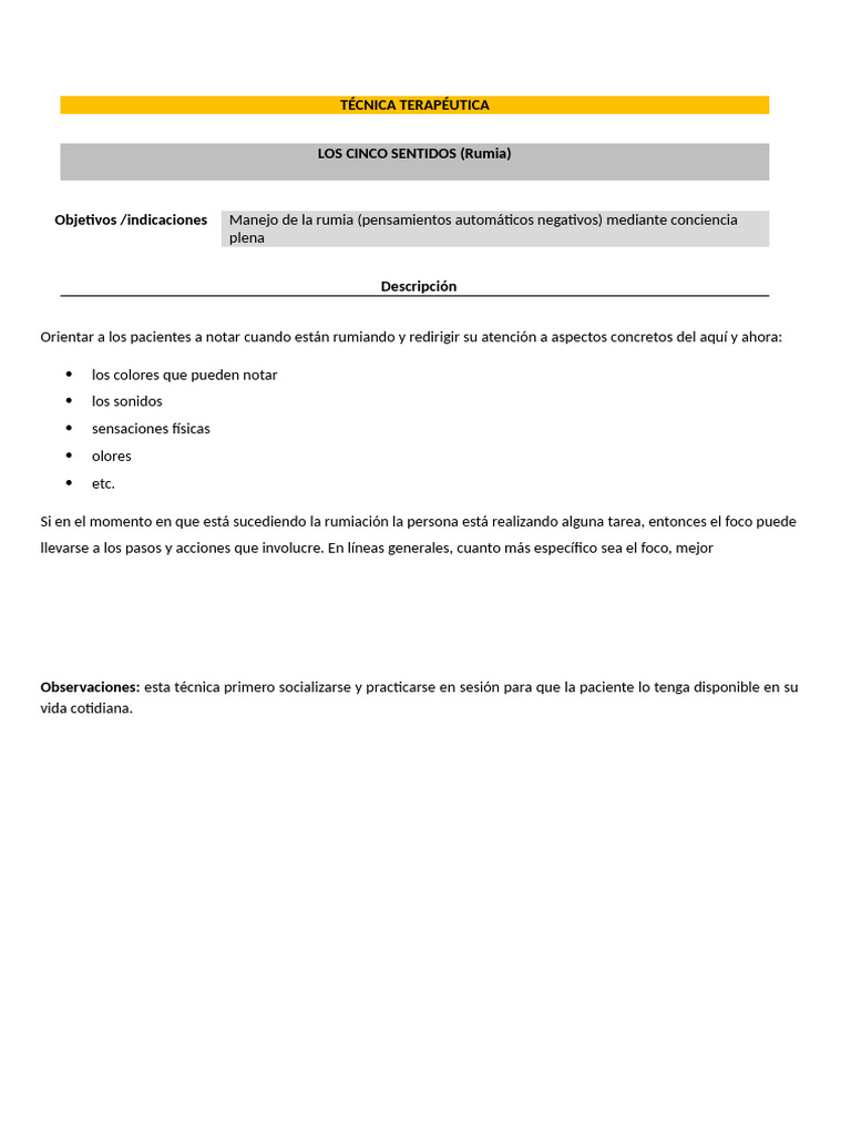 Los Cinco Sentidos (Rumia) | PDF