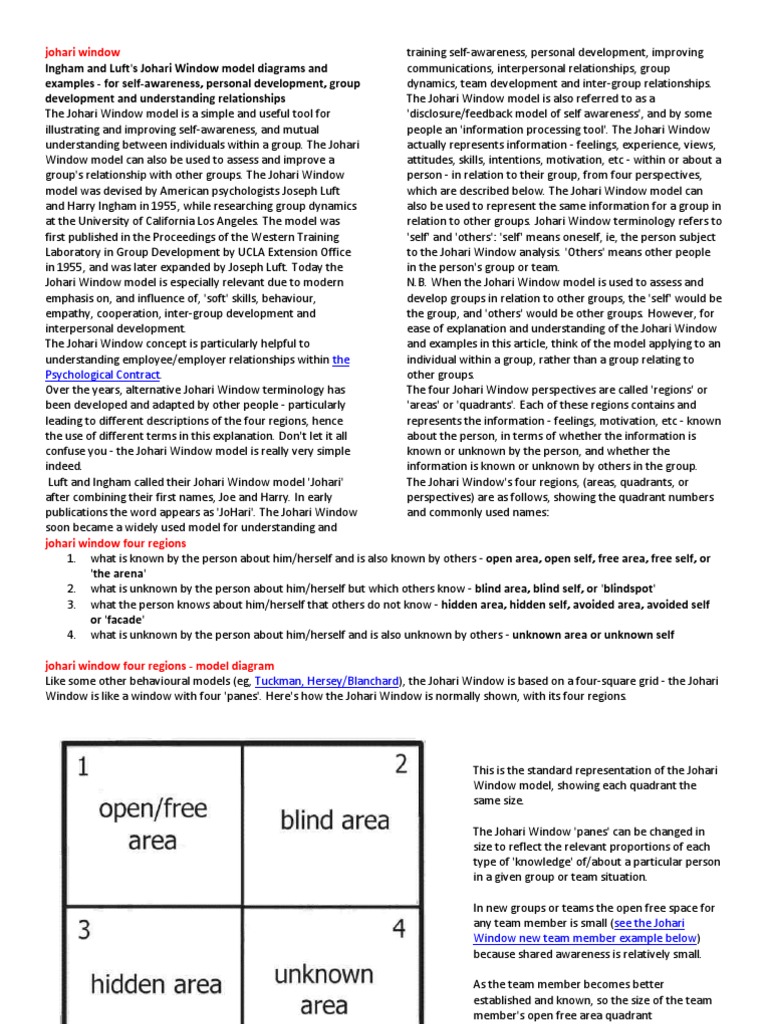 Johari Window | PDF | Self Actualization | Emotions
