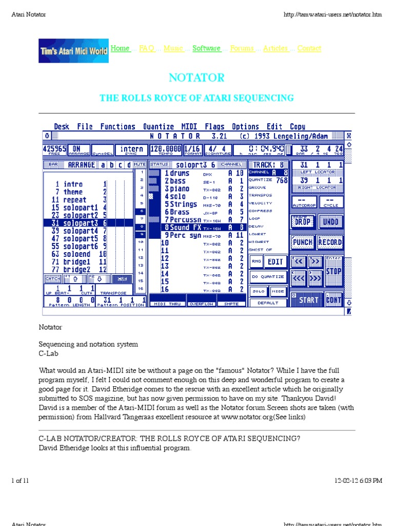Atari Notator | PDF | Clef | Entertainment (General)