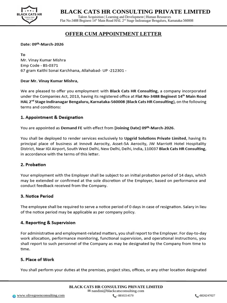 Letter Appointment Letter Mar 2026 | PDF | Trade Secret | Employment