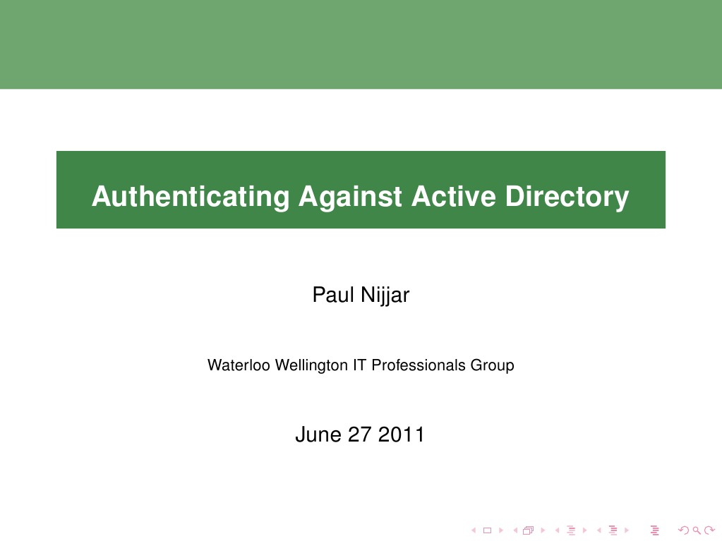 Authenticating Against Active Directory: Paul Nijjar | PDF | Active ...