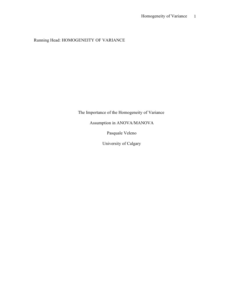 Homogeneity of Variance Tutorial | PDF | Analysis Of Variance ...