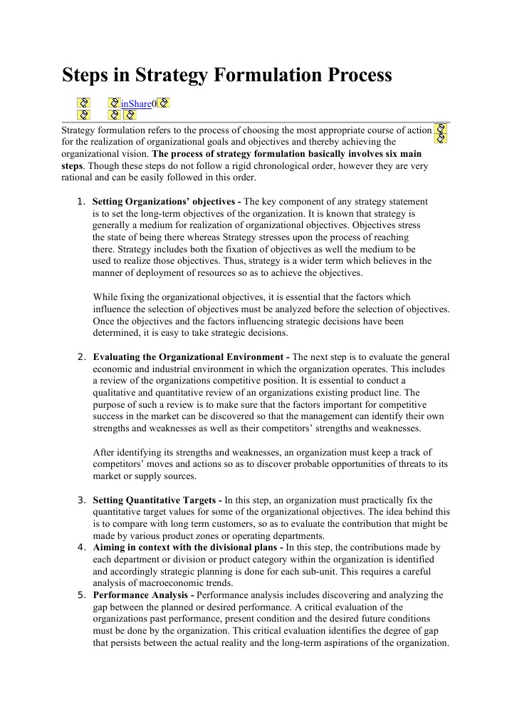 Steps in Strategy Formulation Process | PDF | Strategic Management ...