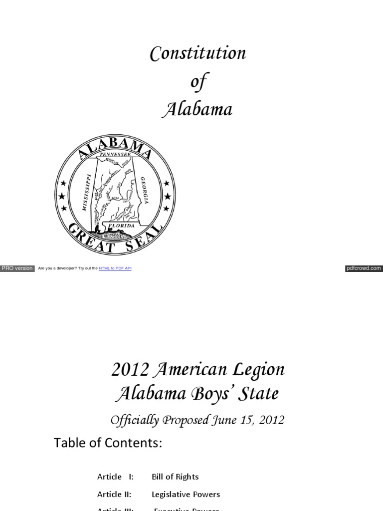 Constitution of Alabama: PRO Version | PDF | United States House Of ...