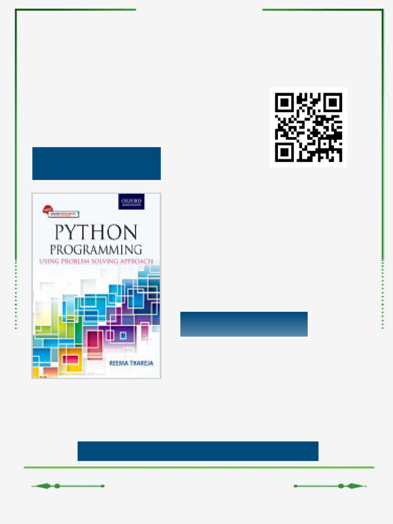 Python Programming: Using Problem Solving Approach Reema Thareja eBook reconstructed edition | PDF