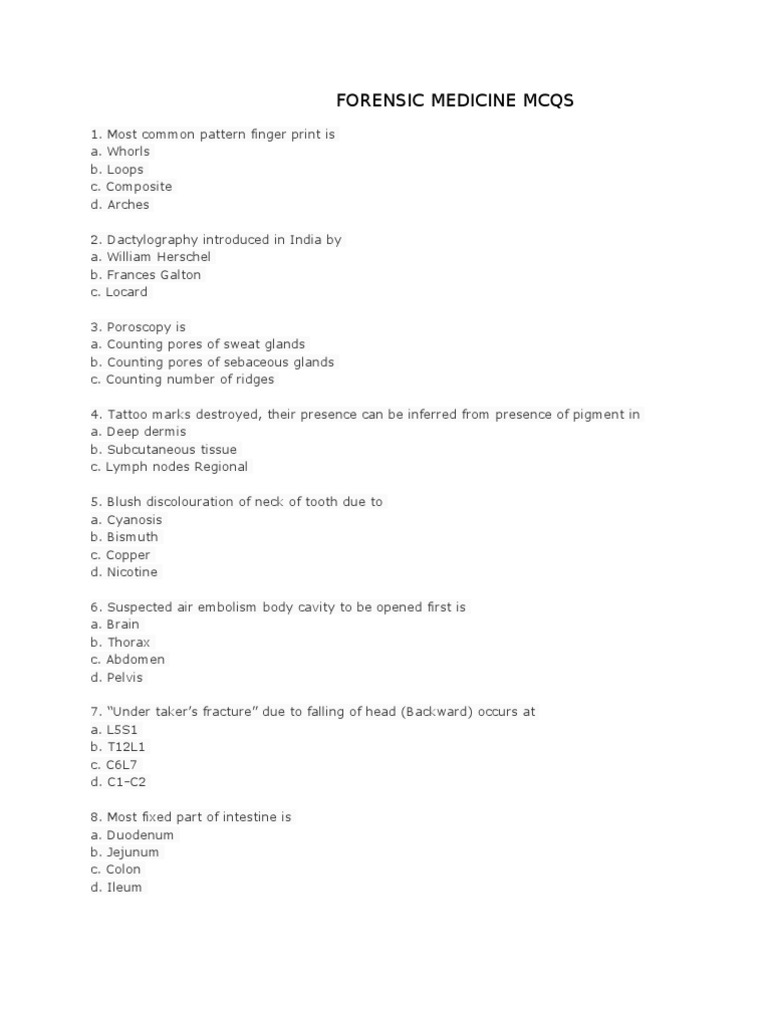 Forensic Mcqs by Fawad Khattak | PDF | Wellness | Lifestyle