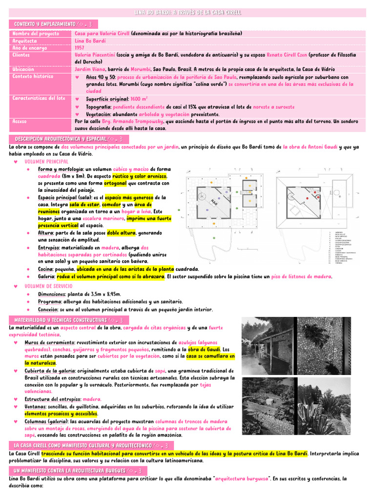 Lina Bo Bardi, Casa Cirell - Guía de Estudio | PDF | Diseño