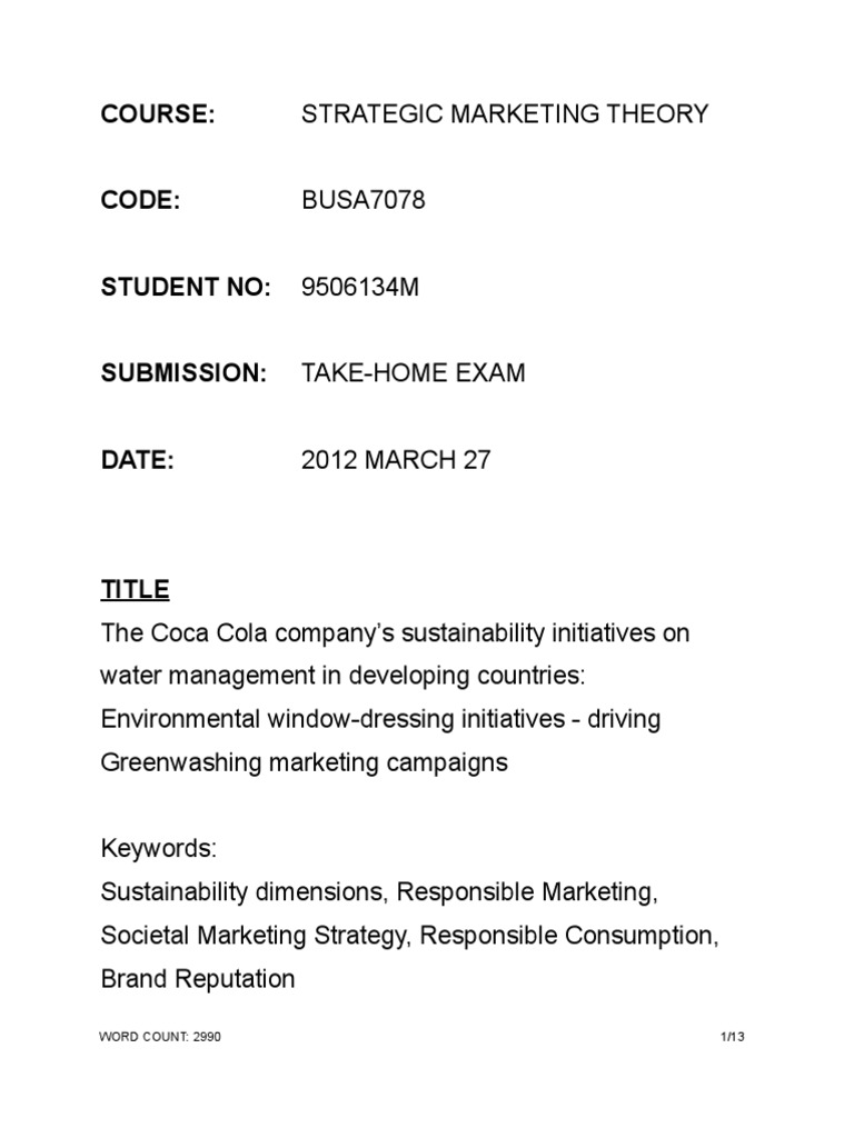 Coca-Cola's Water Management Greenwashing | PDF | Corporate Social ...