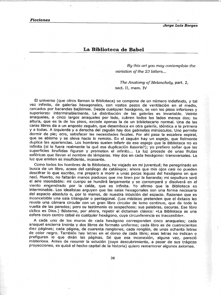 La Biblioteca de Babel. | PDF