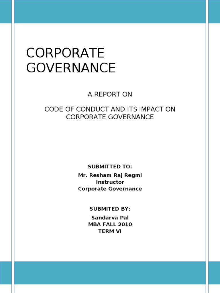 Code of Conduct and Its Impact On Corporate Governance | PDF ...