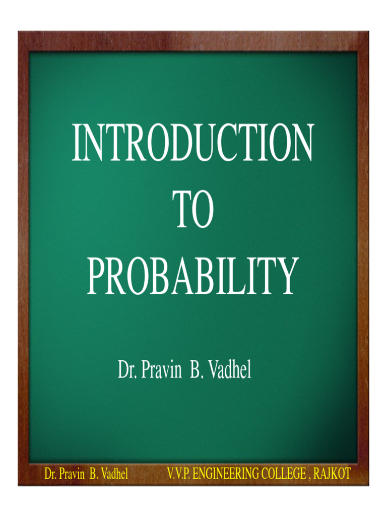 Introduction To Probability | PDF | Statistics | Probability