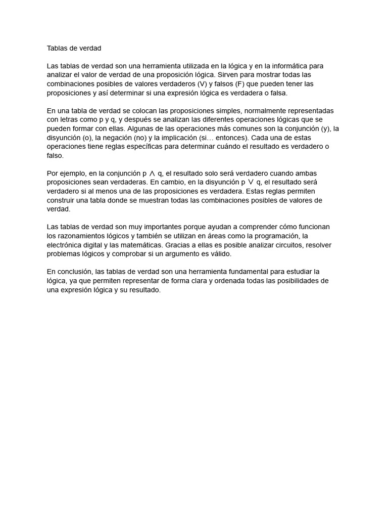 Tablas de Verdad | PDF