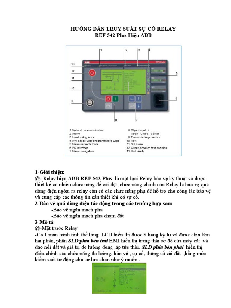 HƯỚNG DẨN TRUY SUẤT SỰ CỐ RELAY ABB Plus 542. | PDF