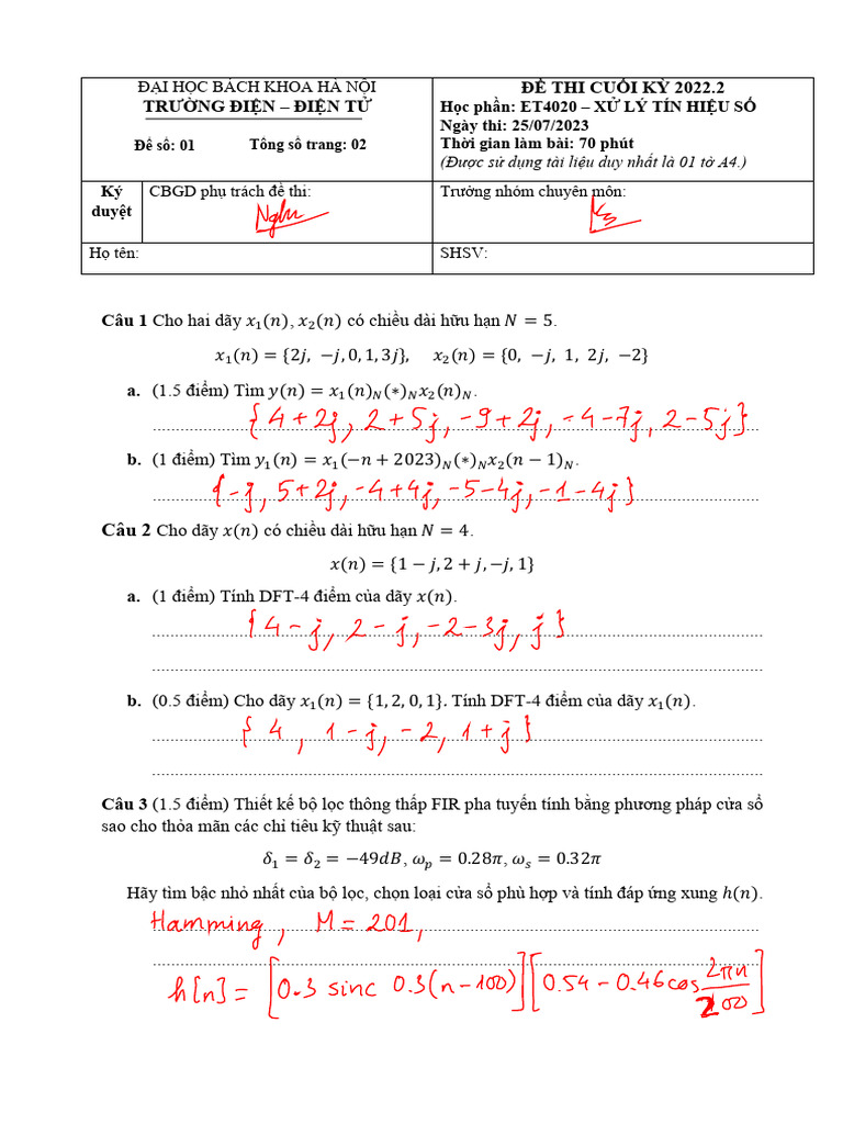 DSP Final 20222 Abcd Solution | PDF
