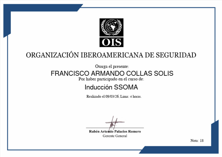 Certificado de Induccin Francisco Collas | PDF