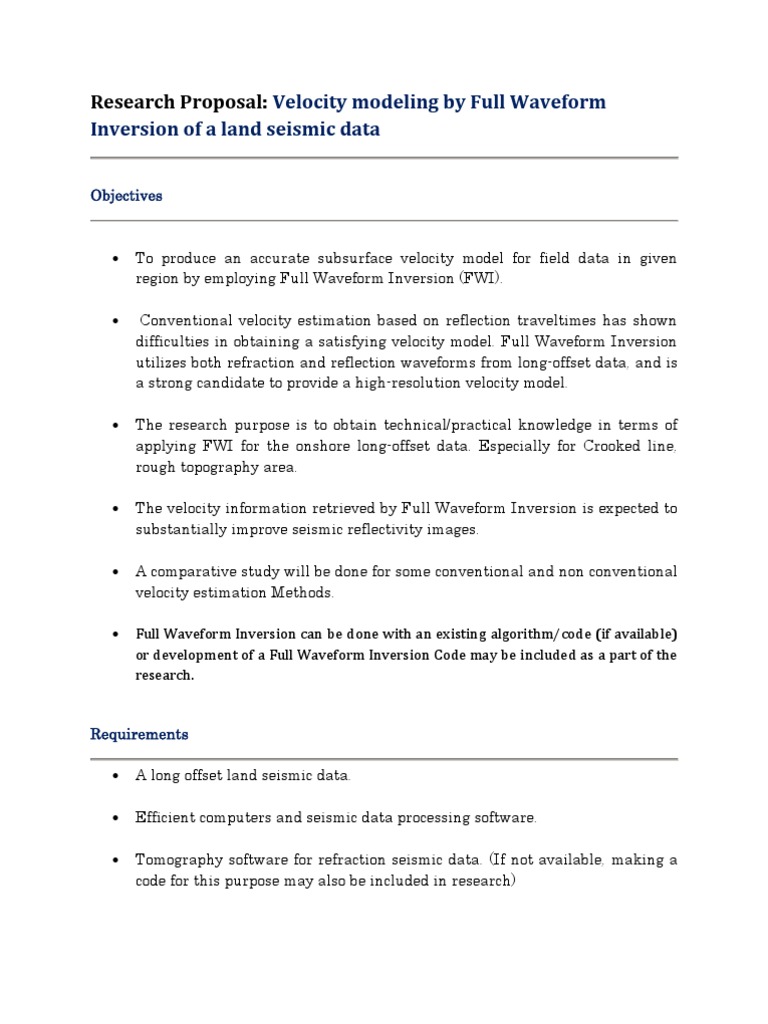 Full Waveform Inversion of A Land Seismic Data | Download Free PDF | Reflection Seismology ...