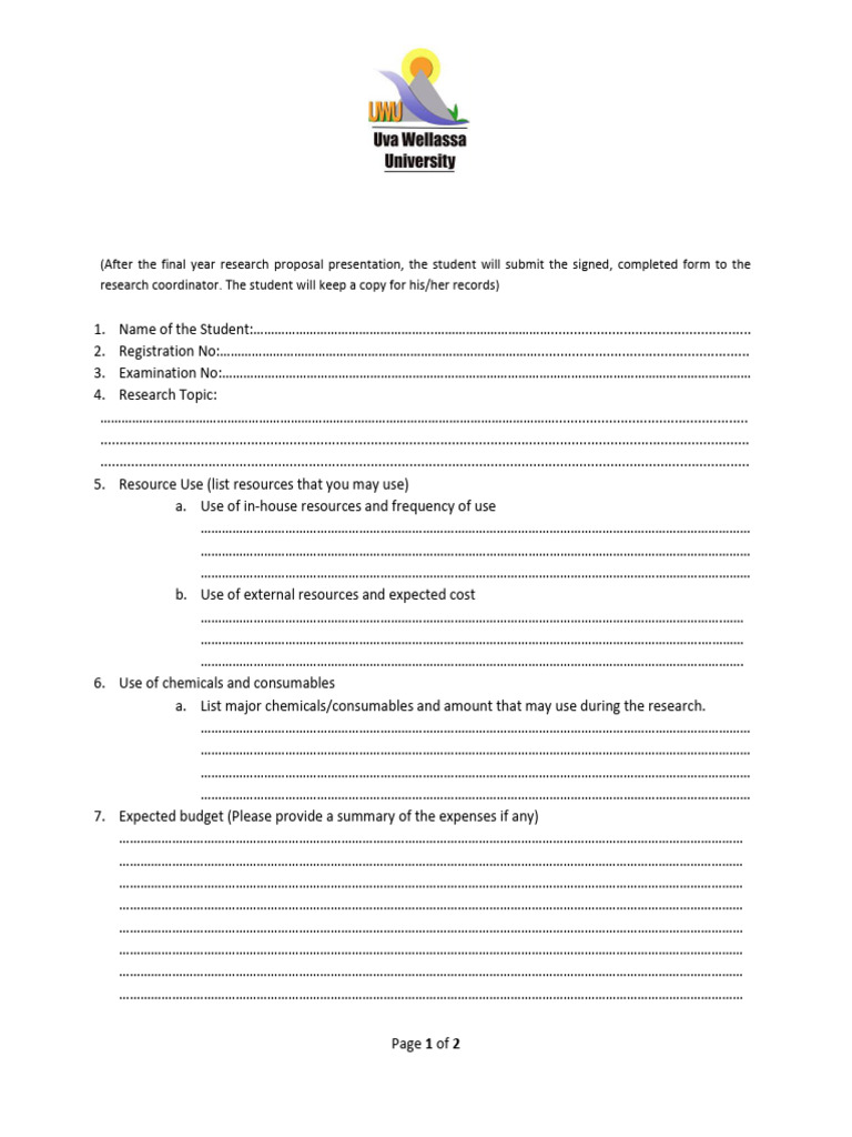 Final Year Research Proposal Approval Form | PDF | Chess Theory | Chess