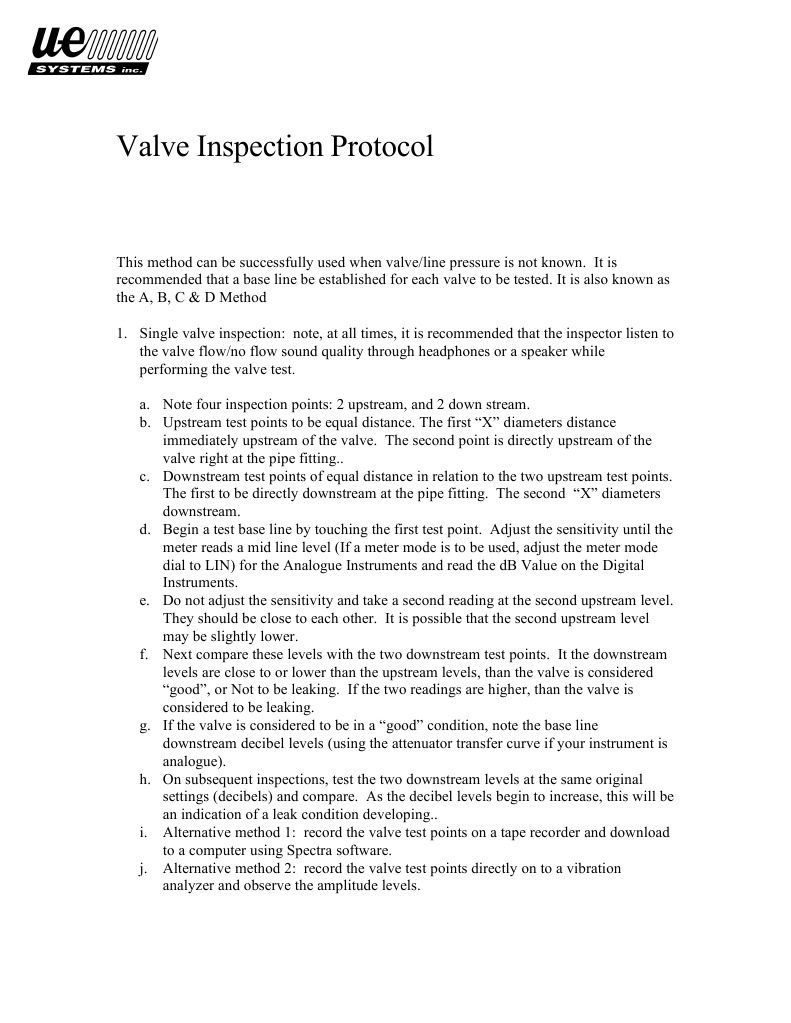Valve Inspection Protocols | PDF | Ultrasound | Decibel