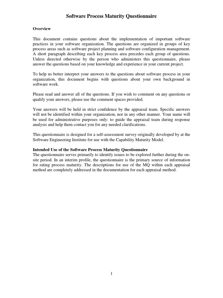 Quality Assessment Questionnaire | PDF | Software Quality | Software ...