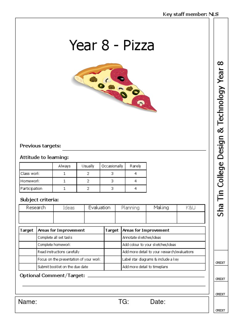 Year 8 Unit 1 Pizza Booklet | PDF | Desserts | Taste