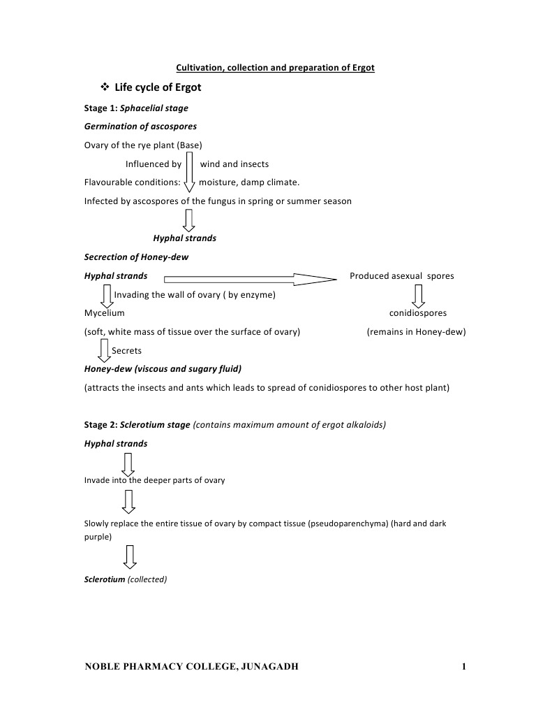 Ergot Cultivation and Life Cycle Overview | PDF
