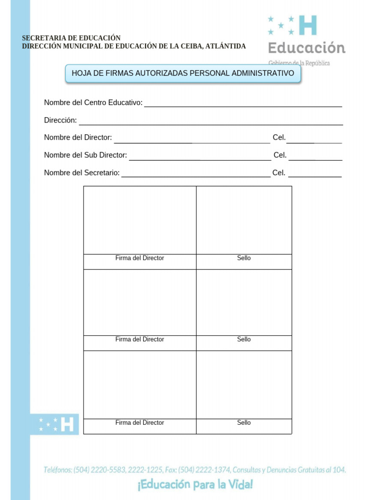Hoja de Firmas Autorizadas | PDF